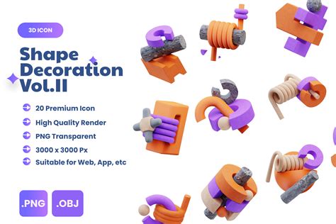 Shape Decoration Volii 3d Icon Pack 20 Free Download Art And Abstract