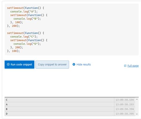 Javascript Function Settimeout Js Output Different Result Every Time Compile Stack Overflow