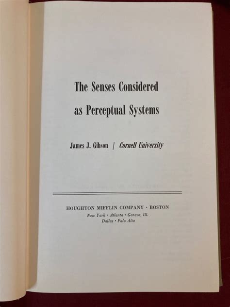 The Senses Considered As Perceptual Systems By Gibson James Very