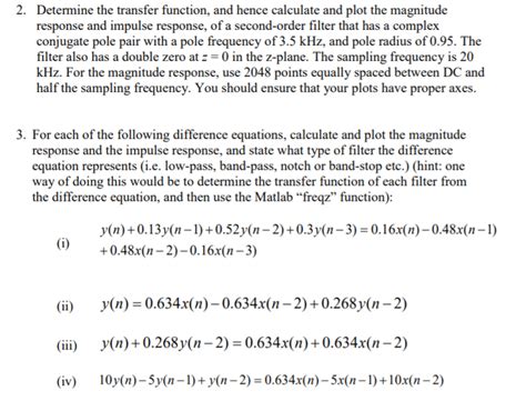 Solved 2 Determine The Transfer Function And Hence Chegg Com