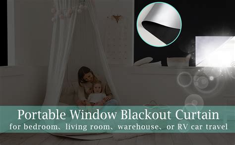Feqo Portable Window Blackout Curtain Shade 157x 59 Temporary Blackout Curtain