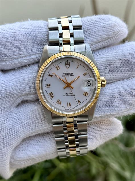 Tudor Prince Date Gold Steel 72033 Swiss Mens Daim Traders