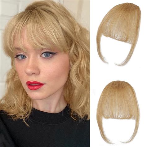 Clip In Bangs 100 Real Human Hair Bangs Hair Clip Deep Blonde Wispy