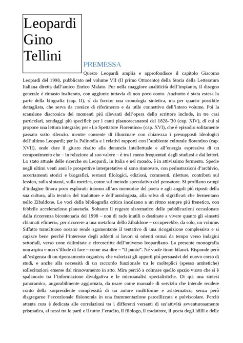 Leopardi Gino Tellini Docsity