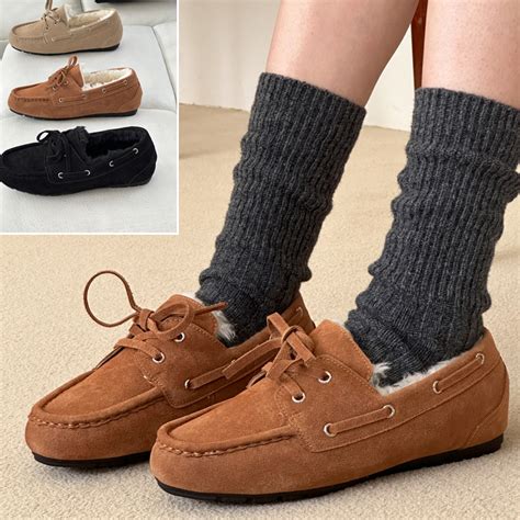 아이러브캡 소가죽 스웨이드 안감 양모 털 모카신 퍼 로퍼 여성 여자 단화shoes 0442