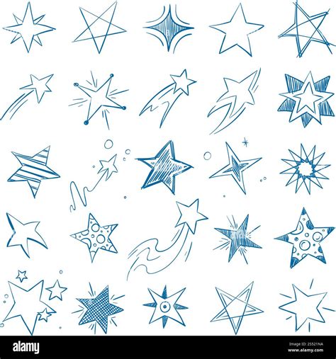 Pictures Of Different Stars In Doodle Hand Drawn Style Star And