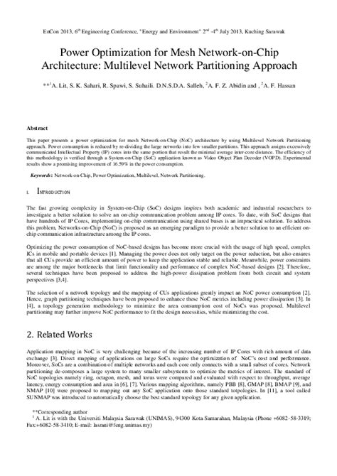 pdf power optimization for mesh network on chip architecture
