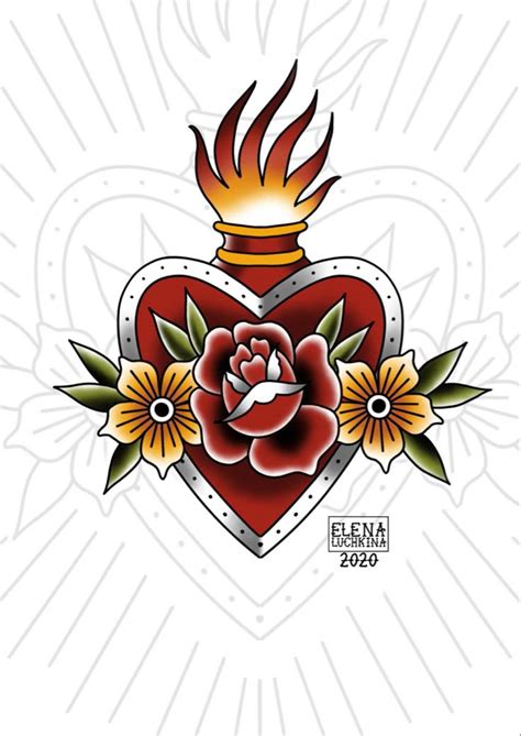 Sacred Heart Sacred Heart Tattoos Traditional Tattoo Art Heart Tattoo