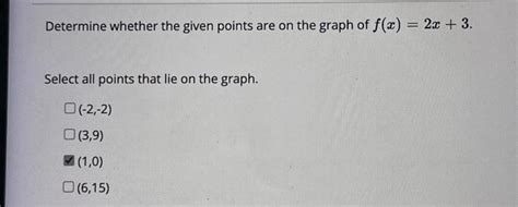 Solved Determine Whether The Given Points Are On The Graph Chegg