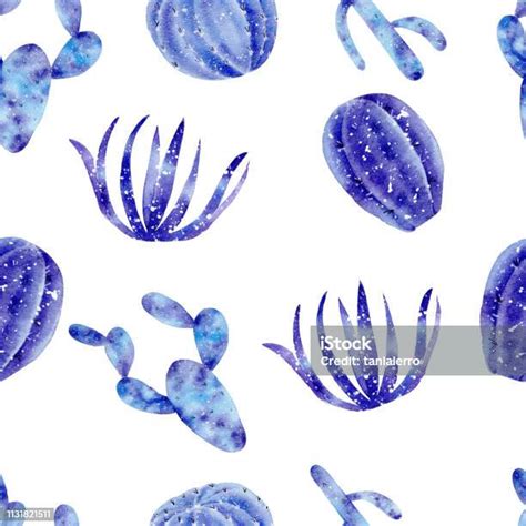 갤럭시 수채화 손으로 그린 이국적인 선인장과 완벽 한 패턴 귀여운에 대한 스톡 벡터 아트 및 기타 이미지 귀여운 라틴 아메리카 멕시코 Istock