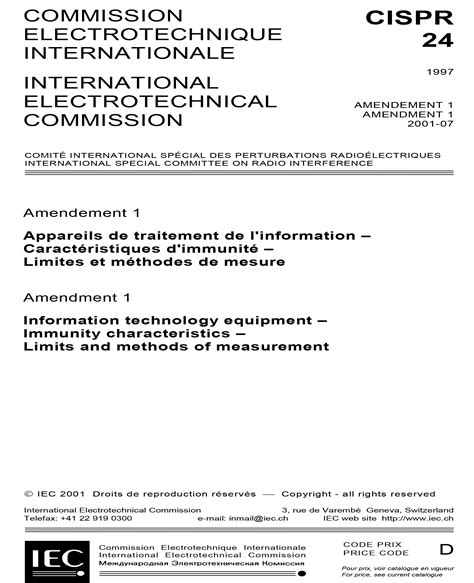 CISPR 24 Amd 1 Ed 1 0 B 2001 Amendment 1