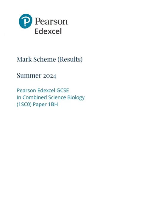 Pearson Edexcel Level 1 Level 2 Gcse 9 1 Combined Science Biology Paper 1 Higher Tier June