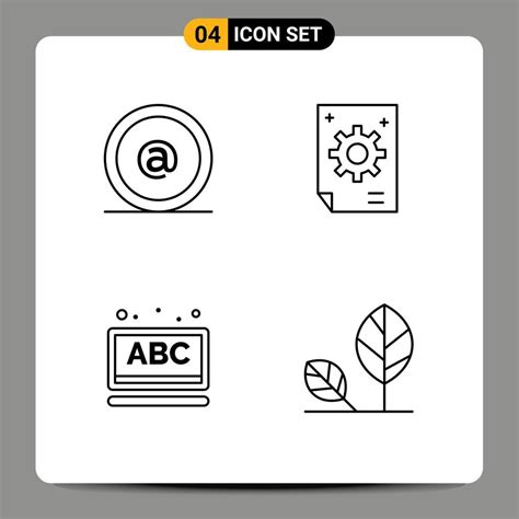 Set Of 4 Modern Ui Icons Symbols Signs For Address Abc Mail Corporate Online Editable Vector
