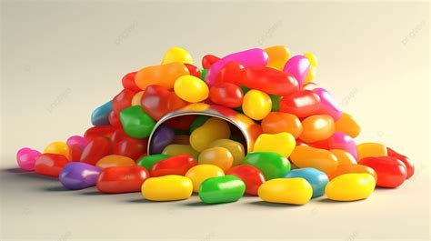 A Vibrant Display A 3d Illustration Of Colorful Jelly Beans Overflowing