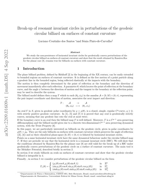 Pdf Break Up Of Resonant Invariant Circles In Perturbations Of The Geodesic Circular Billiard