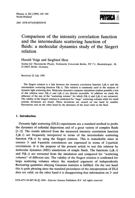 Pdf Comparison Of The Intensity Correlation Function And The