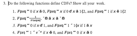 solved 3 do the following functions define cdfs show all