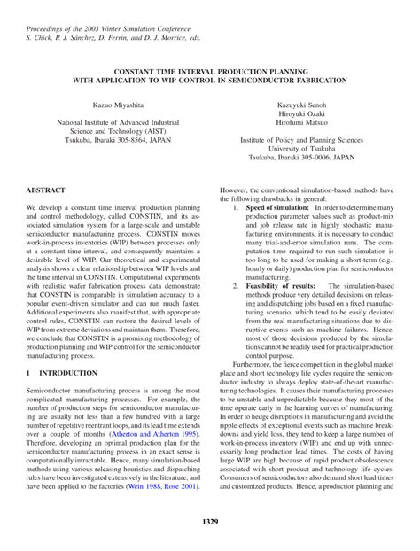 Pdf Factory Scheduling And Dispatching Constant Time Interval