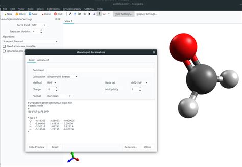 using avogadro as a gui — orca tutorials 5 0 documentation