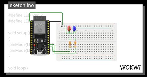 Led สองดวงกระพริบ3ครั้ง Wokwi Esp32 Stm32 Arduino Simulator