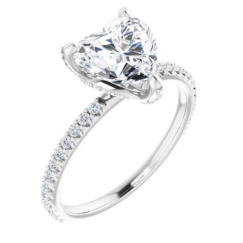 Josie 2 Carat Heart Diamond Accented Engagement Ring 14k White Gold