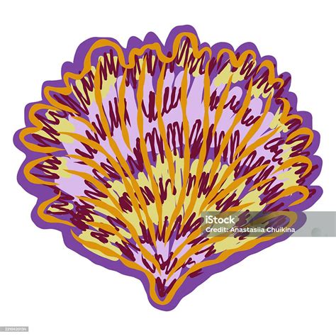 Shell In Stylized Technique Marine World Shell Texture Pencil Marker Strokes Vector Element
