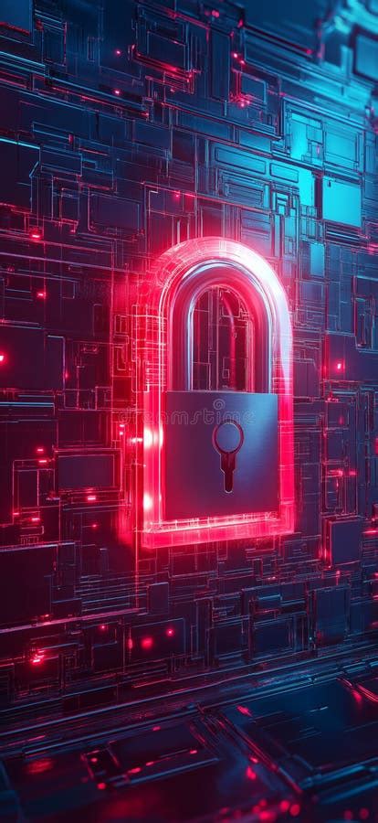 Cybersecurity Concept Holographic Safety Lock Cyber Security Stock Illustration Illustration