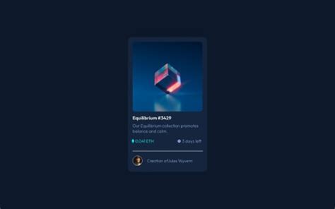 Frontend Mentor Nft Preview Card Component Using Html And Css Coding