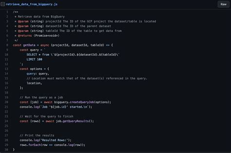 Working With Data In Bigquery Using Nodejs