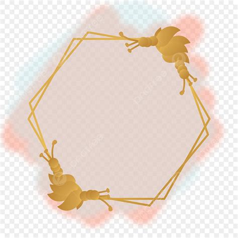 무지개 에어 브러시가있는 육각형 골드 프레임 틀 금 디자인 Png 일러스트 및 이미지 에 대한 무료 다운로드 Pngtree