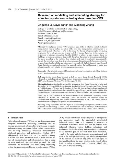 Pdf Research On Modelling And Scheduling Strategy For Mine Transportation Control System Based