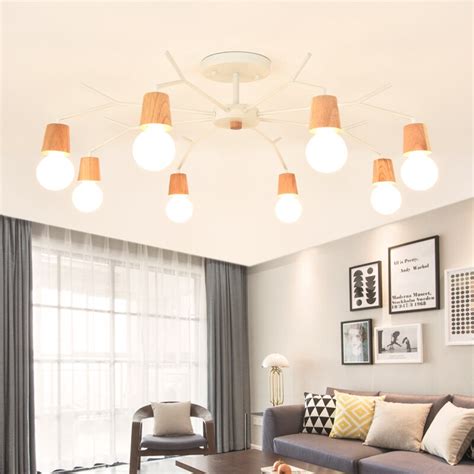 Люстра в скандинавском стиле для гостиной простые деревянные лампы оригинальная Люстра для