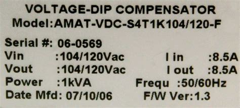 10383 Applied Materials Dip Proofing Voltage Dip Compensator Amat Vdc S4t1k104120 F 0190 19152