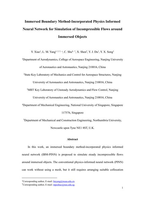 pdf immersed boundary method incorporated physics informed neural