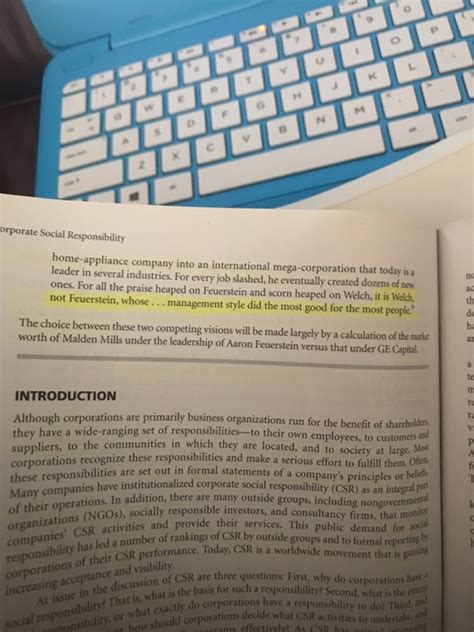 Solved Aaron Feuerstein Believed In Being Socially