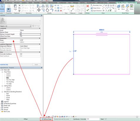 Properties Palette Dimension Section Slope Information Blank