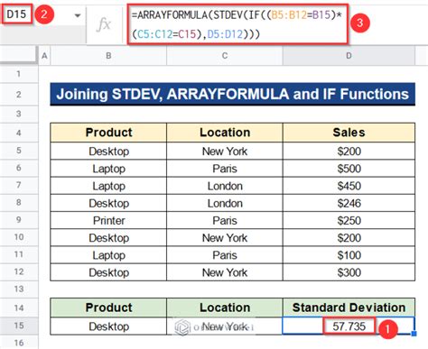 Calculate Standard Deviation with IF Condition in Google Sheets