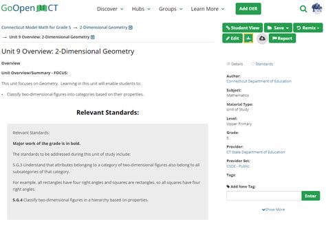 Connecticut Model Math For Grade 5 2 Dimensional Geometry Unit 9 Overview 2 Dimensional