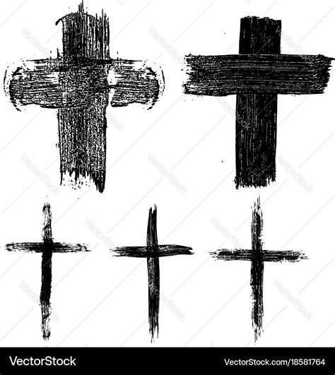 Set Of Hand Drawn Crosses Religious Symbols Vector Image