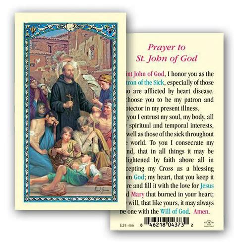 Saint John Of God Prayer Card Catholic Prayer Holy Card With Prayer On