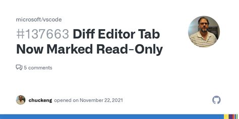 Diff Editor Tab Now Marked Read Only · Issue 137663 · Microsoftvscode