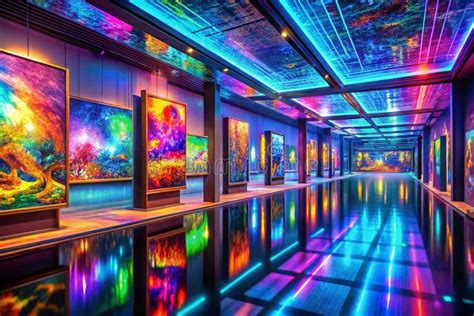 Explore The Ai Art Museum Immersive Interactive Exhibits Glow In A Lowlight Wonderland Stock
