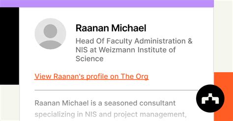 Raanan Michael Head Of Faculty Administration And Nis At Weizmann