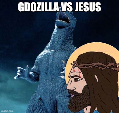 Jesus Vs Godzilla Godzilla Vs Jesus Sticker Version 1 Indoors