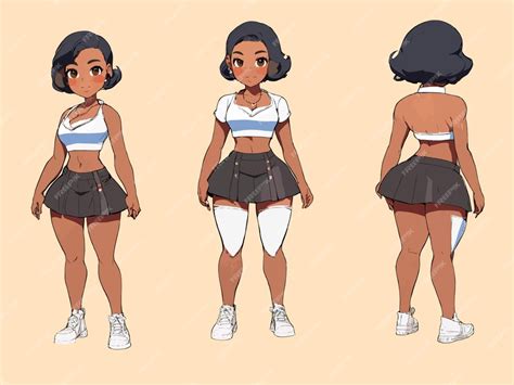 Premium Vector Cute Girl Standing Wearing Mini Skirt Cartoon