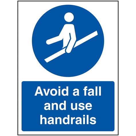 VSafety Avoid A Fall And Use Handrails Sign 150x200mm Self Adhesive Vinyl Amazon Co Uk