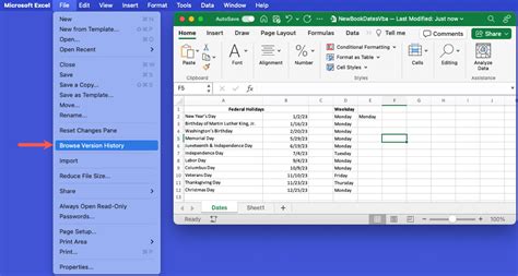 how to view excel files version history and restore previous versions