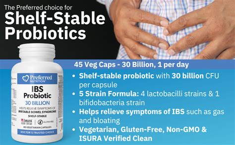Preferred Nutrition Ibs Probiotic 30 Billion Cfu 45 Vegetarian Capsules