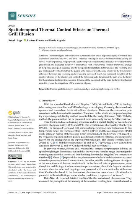 Pdf Spatiotemporal Thermal Control Effects On Thermal Grill Illusion