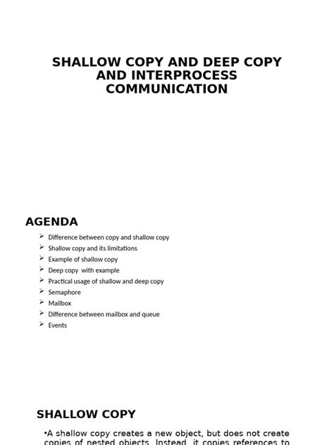 Shallow Copy And Deep Copy And Interprocess Communication Pdf